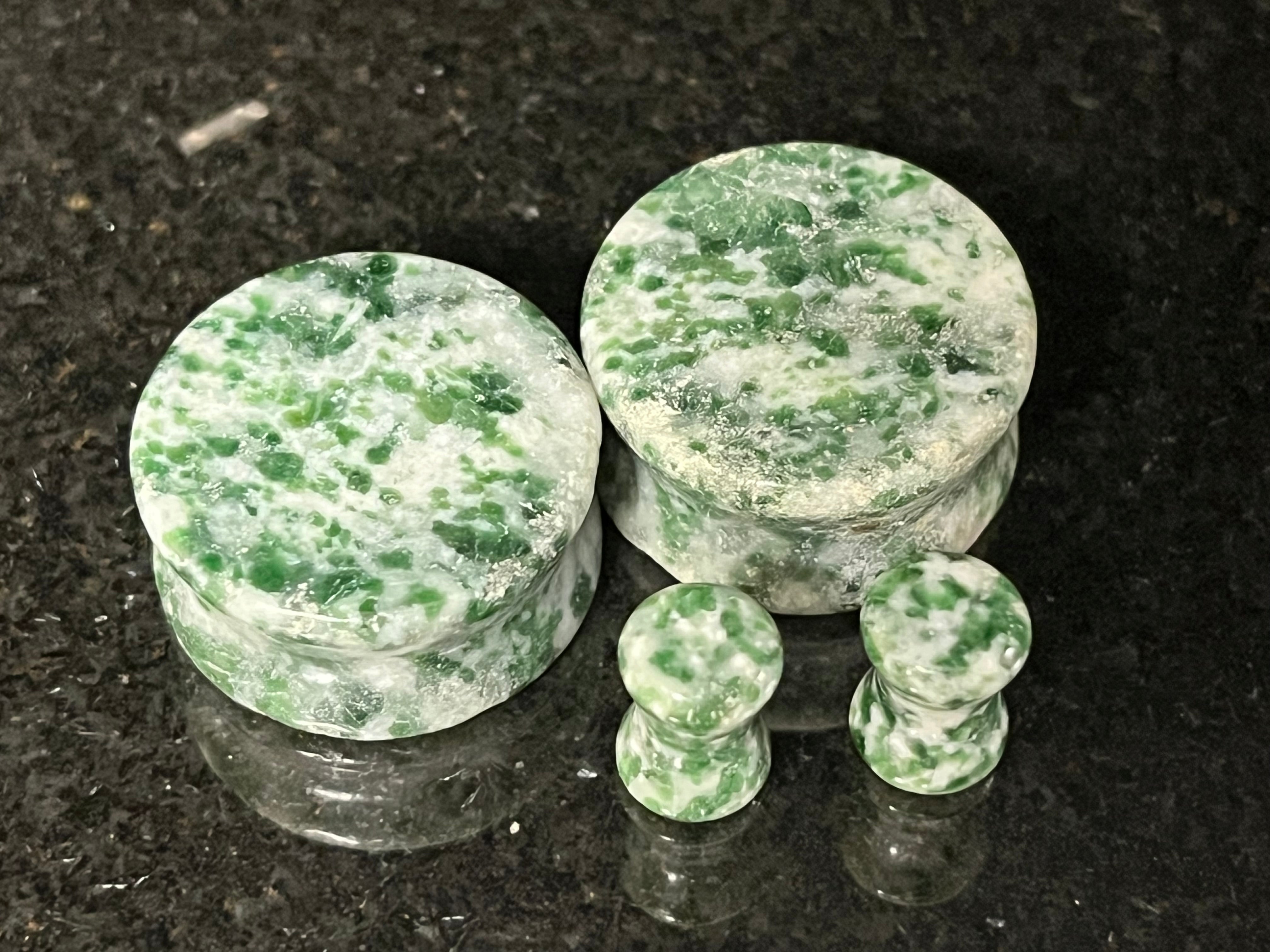 PAIR Qinghai Jade Stone Double Flare Plugs Organic Tunnels Gauges Body ...