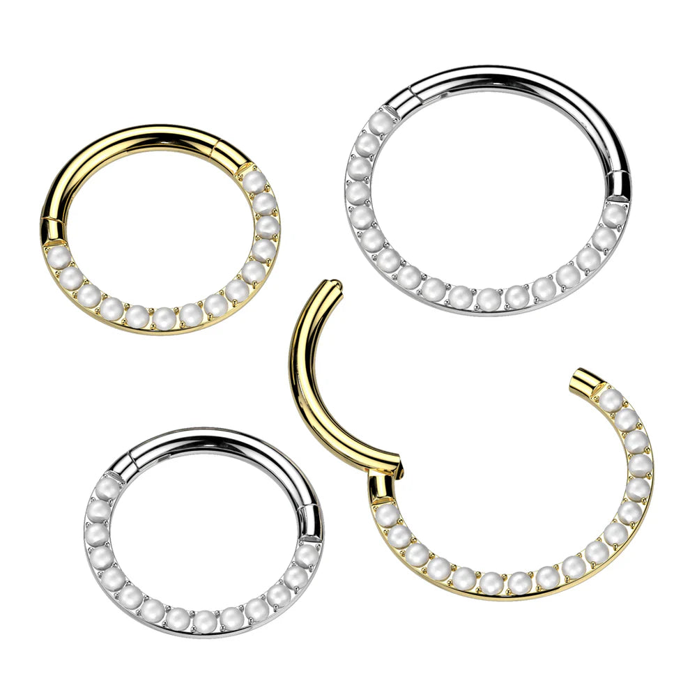 1pc Front Pearls Titanium Hinged Segment Ring Orbital Helix Septum Ear ...