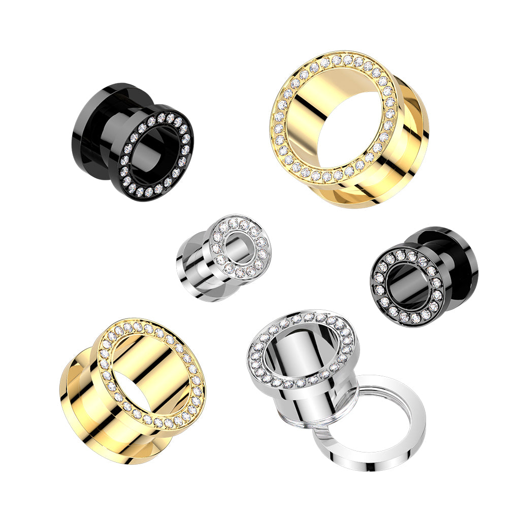 PAIR Solid Implant Grade Titanium Screw Fit CNC Gem Rim Tunnels Plugs ...